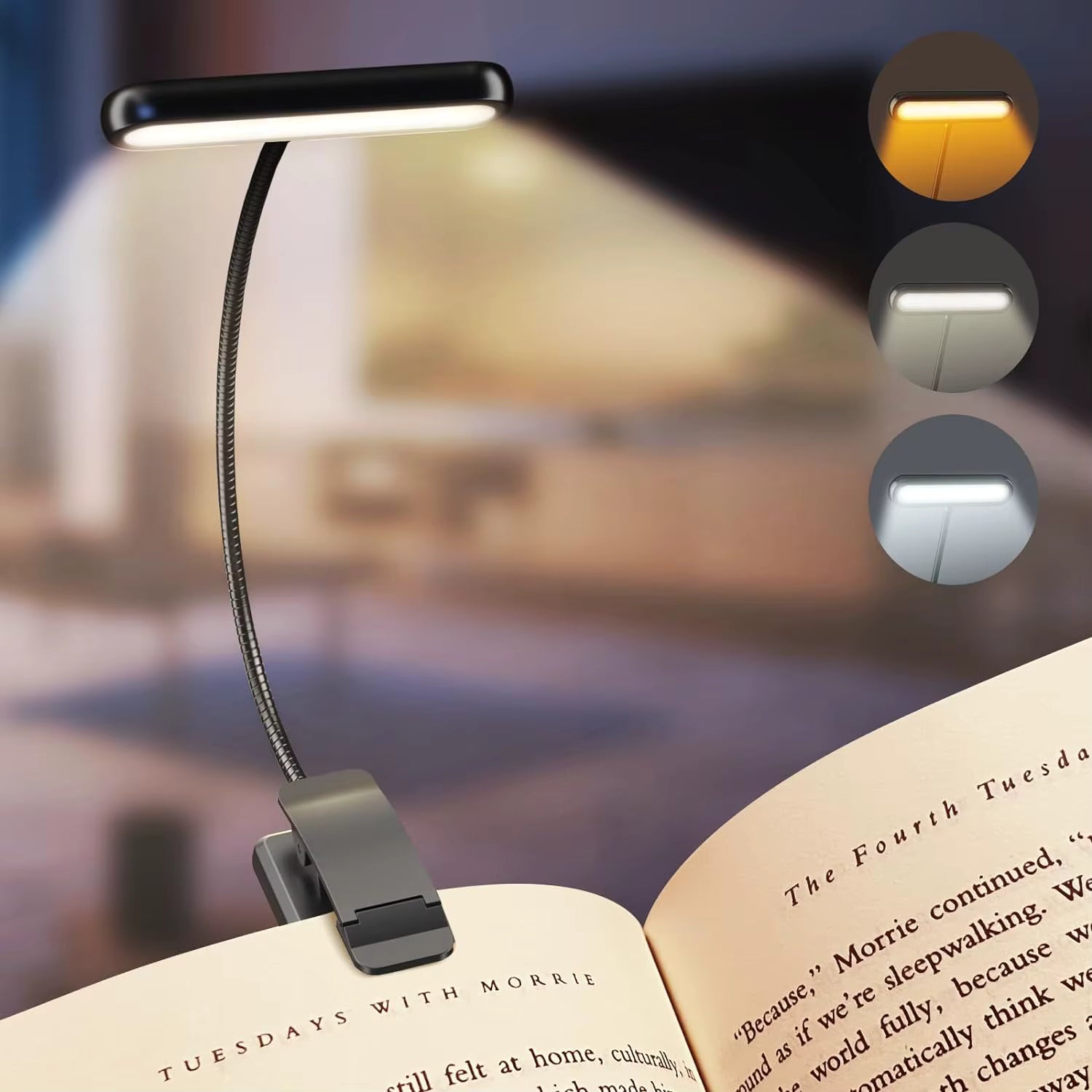 14Leds Book Light USB Rechargeable Reading Light Warm Cool White Dayli ...